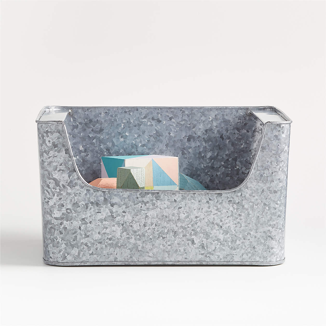 Small Silver Metal Metal Stacking Toy Storage Bin + Reviews | Crate & Kids