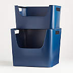 Large Dark Blue Metal Kids Stacking Storage Bin + Reviews | Crate & Kids