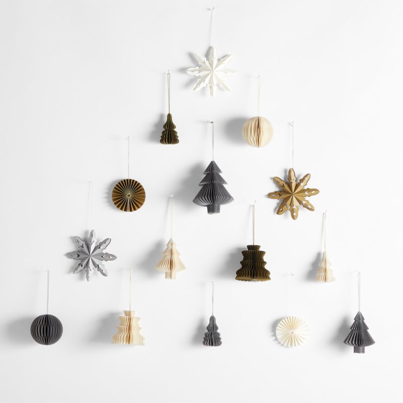 Metallic Paper Christmas Tree Ornaments, Set of 15 + Reviews | Crate ...