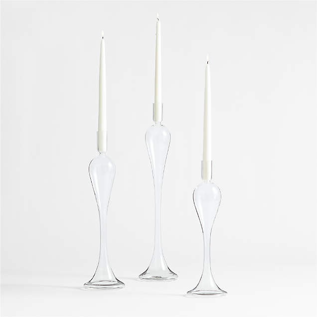 Venezia Large Clear Glass Taper Candle Holder Reviews Crate And Barrel 9880