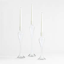 Milano Small Clear Glass Taper Candle Holder 14" + Reviews | Crate & Barrel