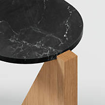 Miro Black Marble Console Table with Natural White Oak Wood Base ...