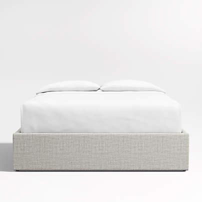Velvet Beige Upholstered King Storage Bed Base | Crate & Barrel