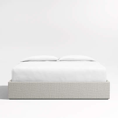 Velvet Beige Upholstered King Storage Bed Base | Crate & Barrel