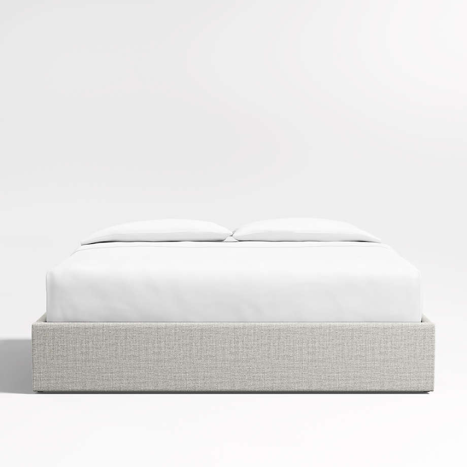Weave Mist Grey Upholstered Queen Storage Bed Base | Crate & Barrel