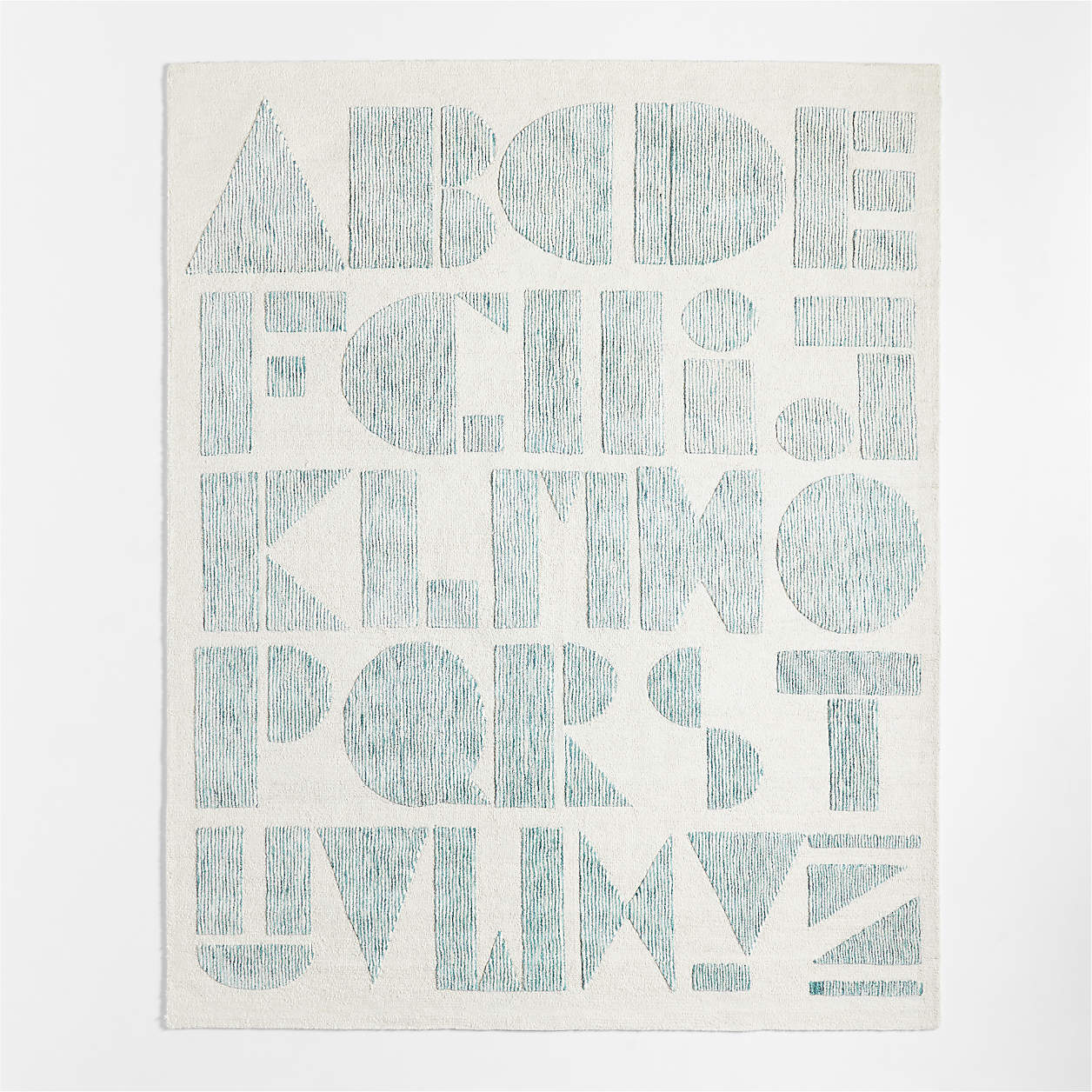 Modern Alphabet Blue Kids Wool Area Rug 5x8 | Crate & Kids