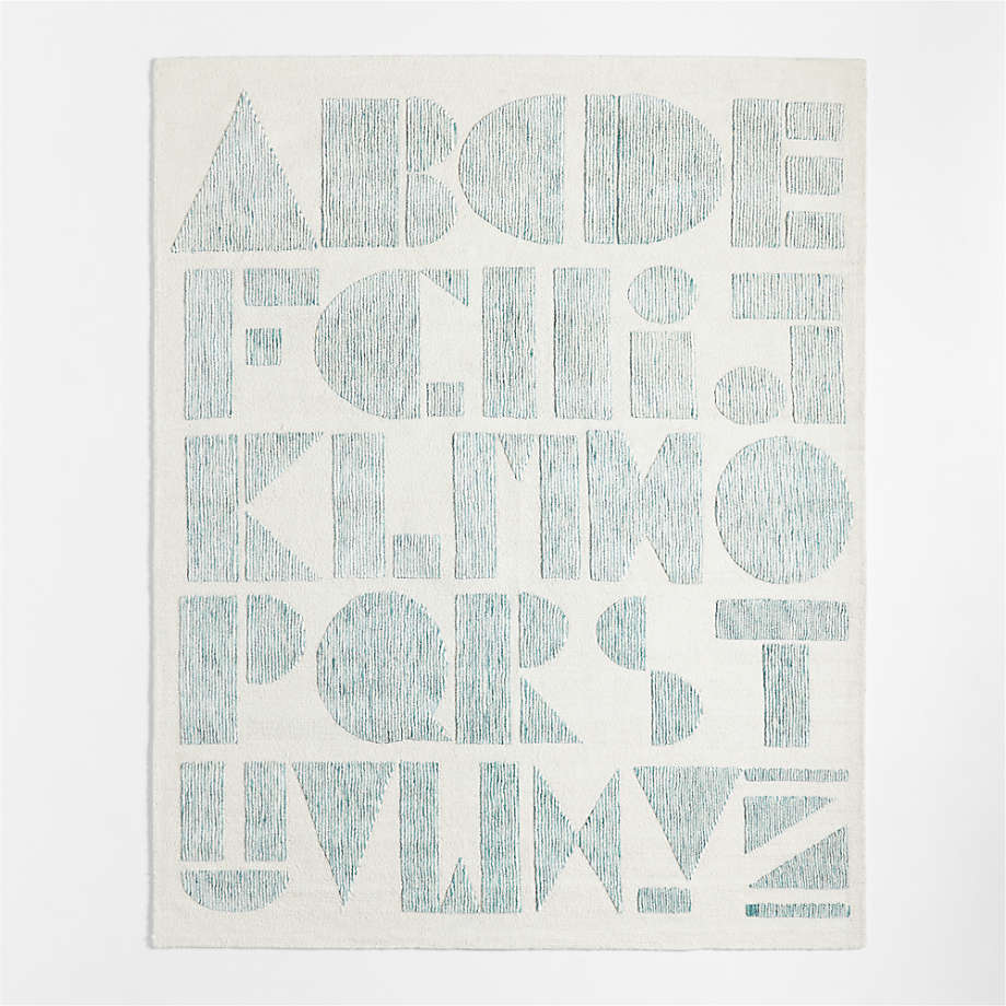 Modern Alphabet Blue Kids Wool Area Rug 8x10 | Crate & Kids
