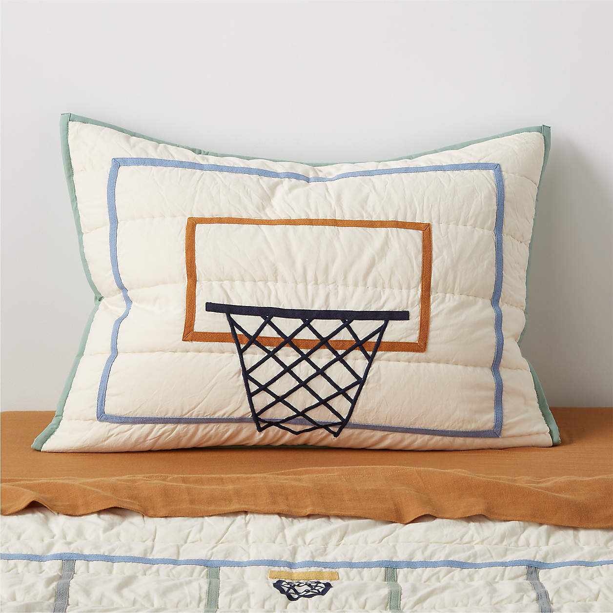 Modern Basketball Organic Cotton Kids Pillow Sham + Reviews | Crate & Kids