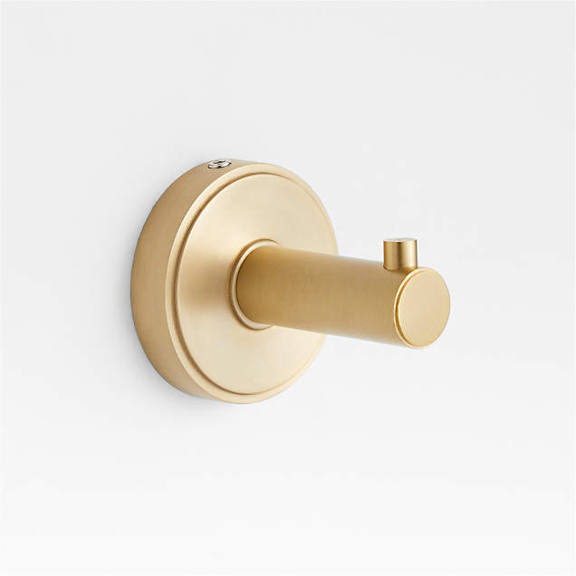 Tapered Brushed Brass Bathroom Towel Hook + Reviews | Crate & Barrel
