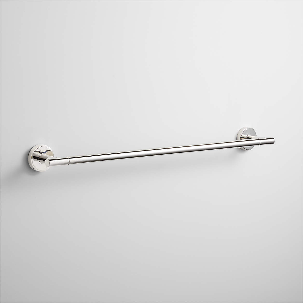 Modern Flat-End Polished Chrome Bath Towel Bar 24" | Crate & Barrel