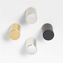 Modern Flat-End Cylinder Brushed Brass Cabinet Knob + Reviews | Crate & Barrel