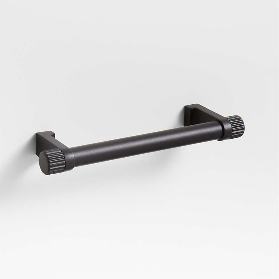 Modern 4" Fluted Matte Black Cabinet Drawer Bar Pull | Crate & Barrel