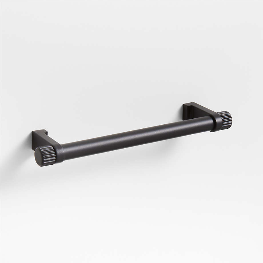 Modern 5" Fluted Matte Black Cabinet Drawer Bar Pull | Crate & Barrel