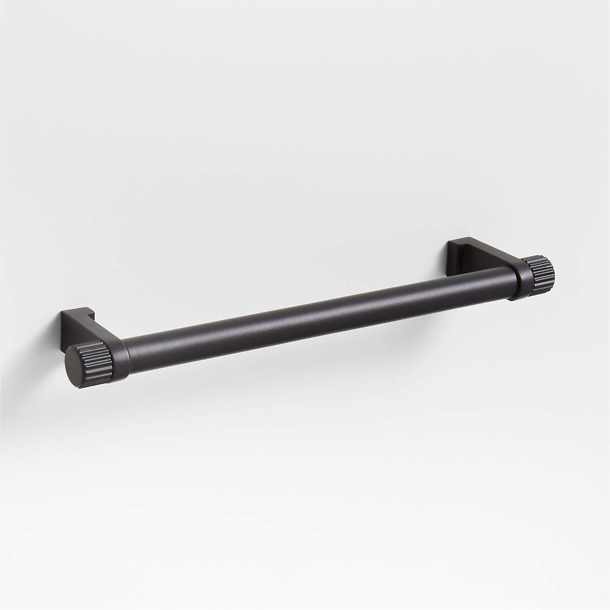 Modern 6" Fluted Matte Black Cabinet Drawer Bar Pull | Crate & Barrel