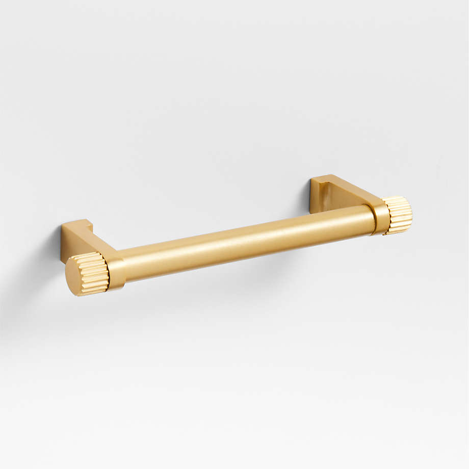 Modern 4" Fluted Brushed Brass Cabinet Drawer Bar Pull | Crate & Barrel