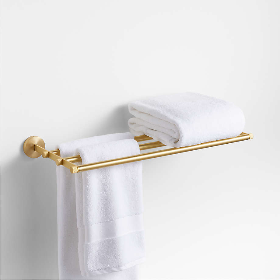 Modern Fluted Brushed Brass Wall-Mounted Bathroom Towel Rack + Reviews ...