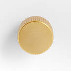 Modern Fluted Brushed Brushed Brass Cabinet Knob + Reviews | Crate & Barrel