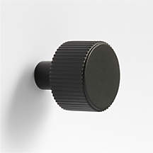 Modern Fluted Matte Black Cabinet Knob + Reviews | Crate & Barrel