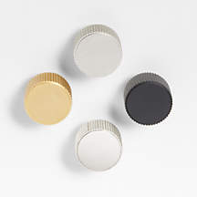 Modern Fluted Brushed Brushed Brass Cabinet Knob + Reviews | Crate & Barrel