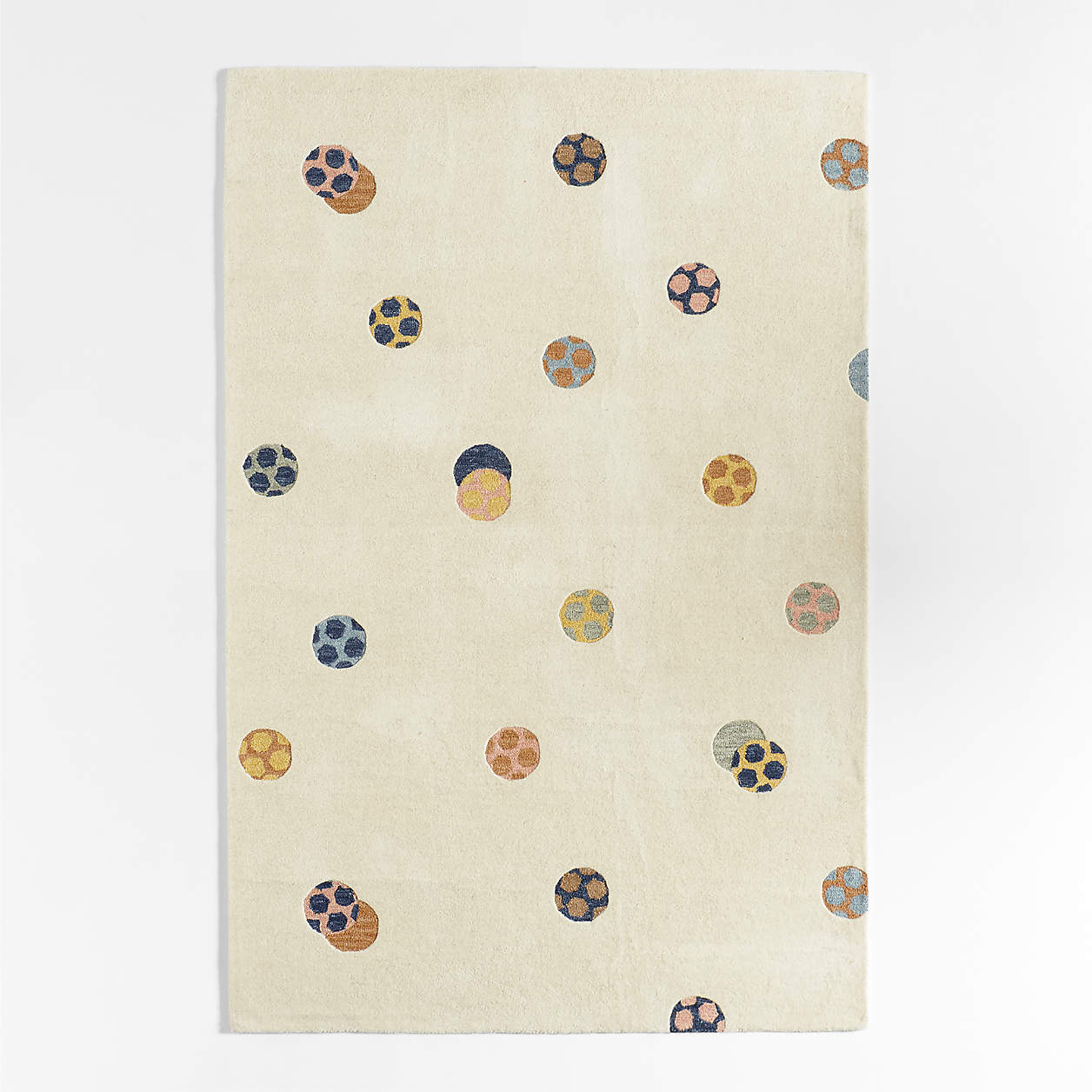 Modern Soccer Ball Wool Ivory Kids Area Rug 8x10 | Crate & Kids