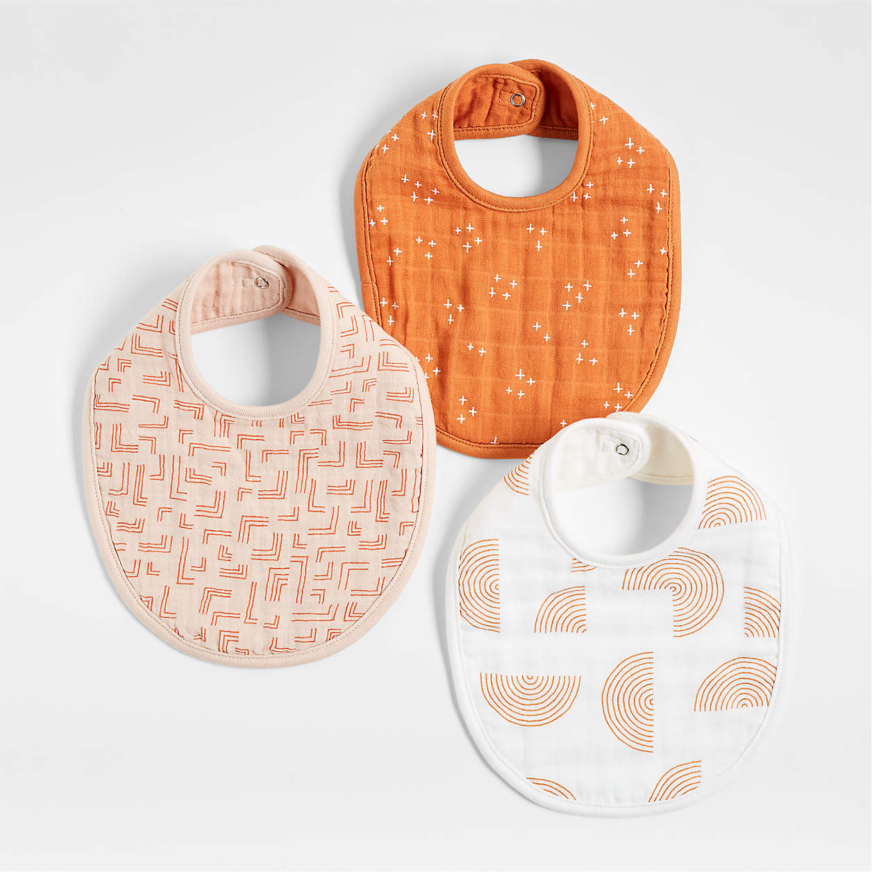 Pink Modern Organic Baby Bibs, Set of 3 + Reviews | Crate & Kids