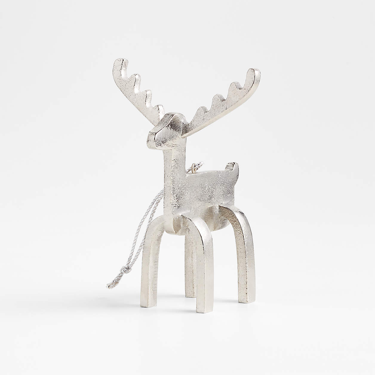 Modern Silver Reindeer Christmas Tree Ornament + Reviews | Crate & Barrel