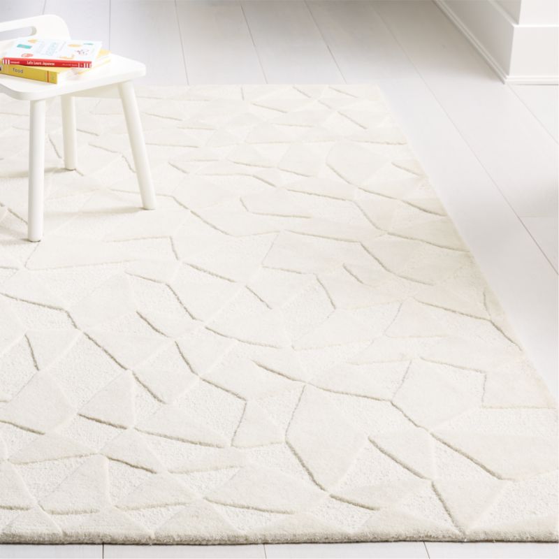 Textured Cream Geometric Kids Rug | Crate & Kids