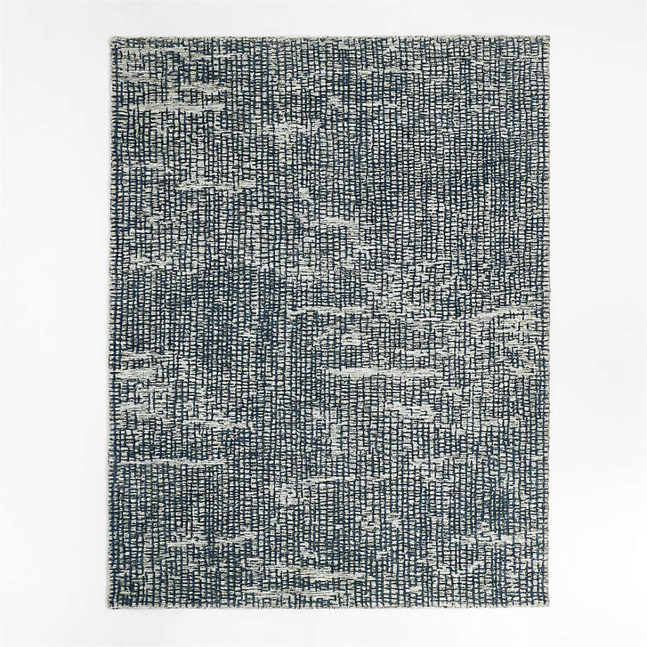 Montauban Wool-Blend Grid Silver Area Rug 6'x9' + Reviews | Crate ...