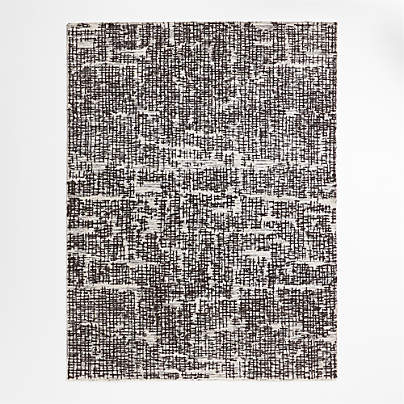 Basel Wool Hand-Knotted Black Area Rug 6'x9' | Crate & Barrel