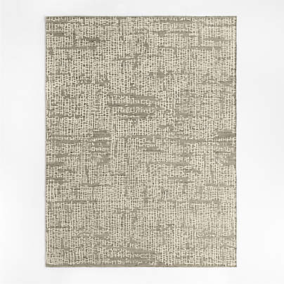 Montauban Wool-Blend Grid White and Light Grey Area Rug 10'x14 ...