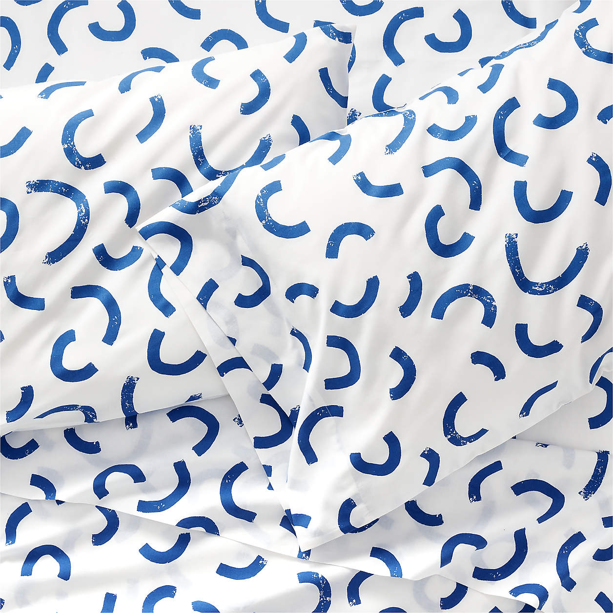 Moonbeam Organic White/Cobalt Patterned Sheet Set | Crate & Kids