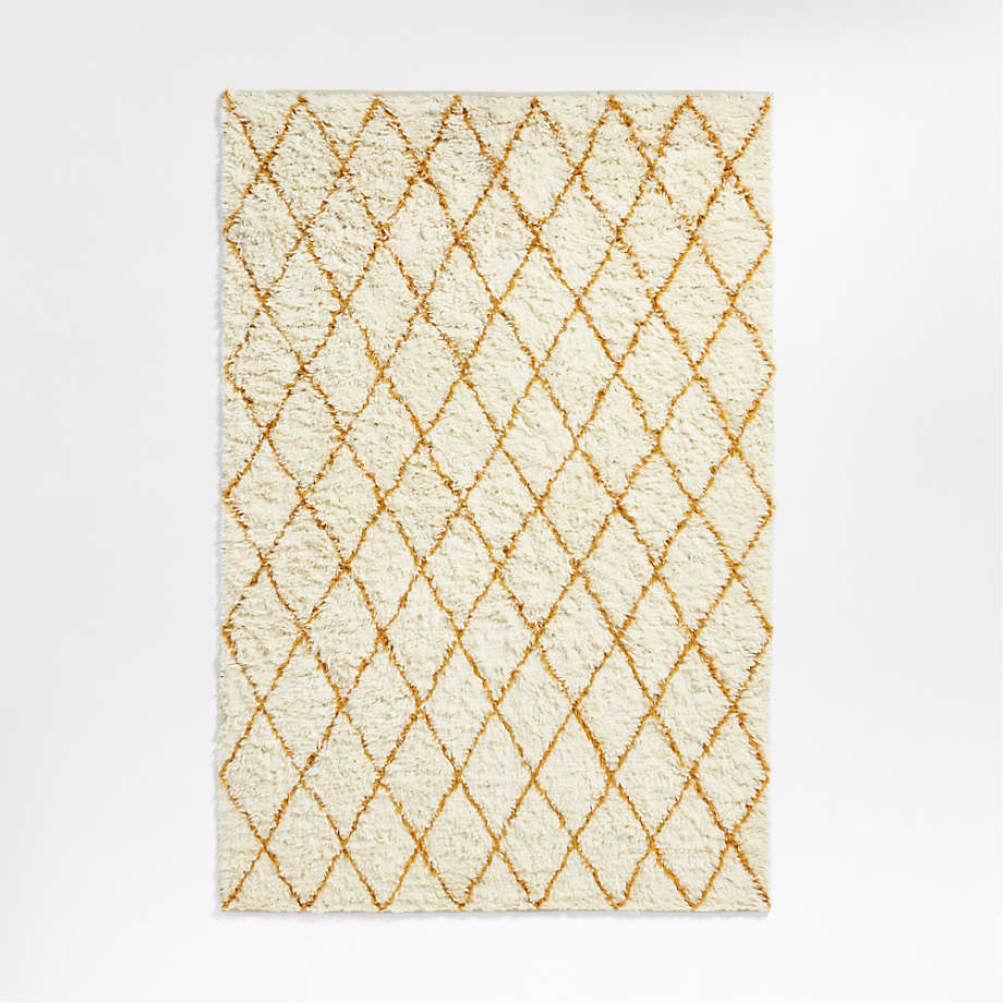 Moroccan Arlequin Diamond Wool Yellow Kids Area Rug 5x8 | Crate & Kids