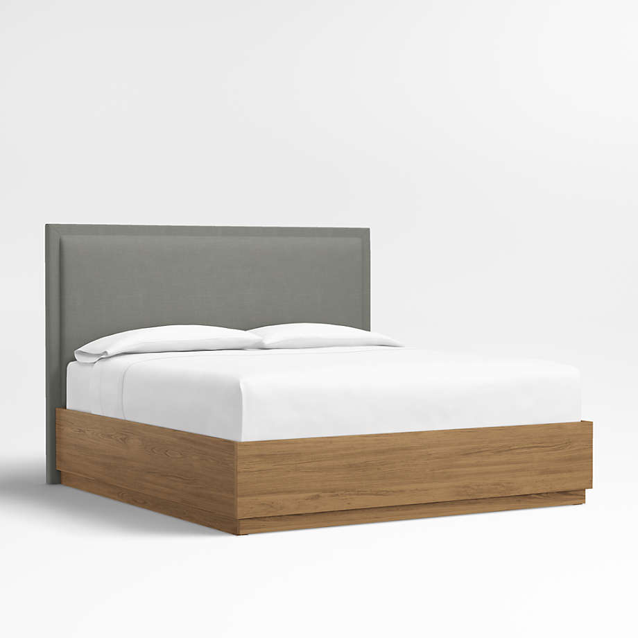 Meraux 56" Linen Graphite Grey Upholstered King Headboard with Batten ...