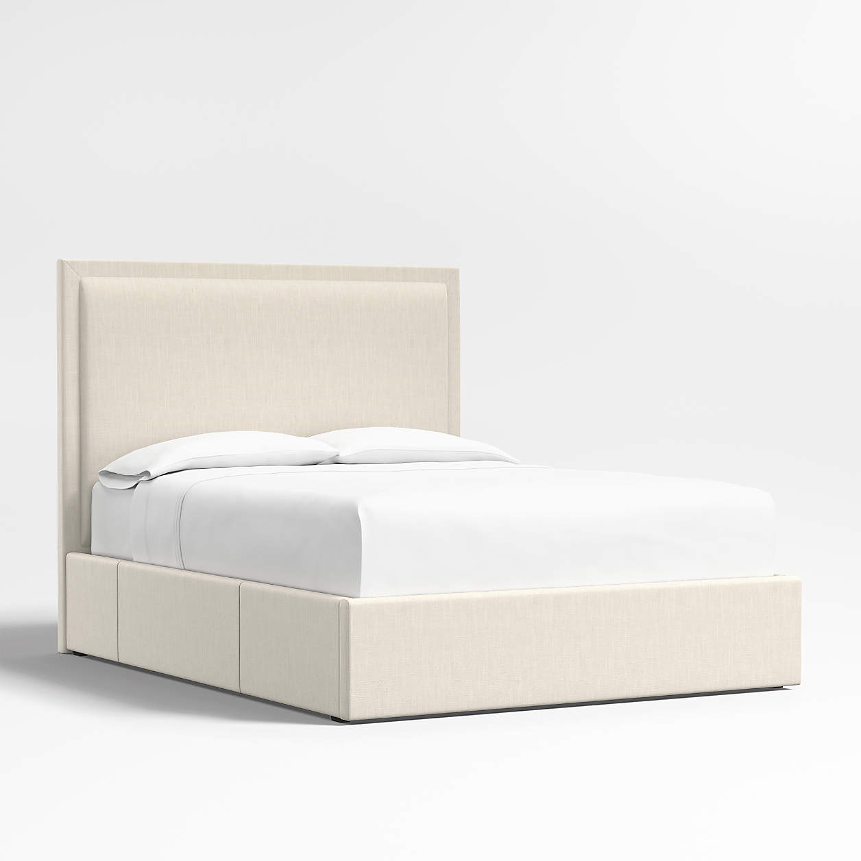 Meraux 56" Linen Ivory Upholstered Queen Headboard with Storage Bed ...