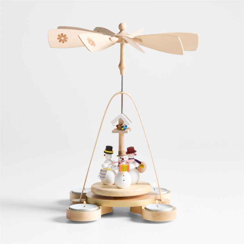 Musical Snowman Handmade German Tealight Candle Holder | Crate & Barrel