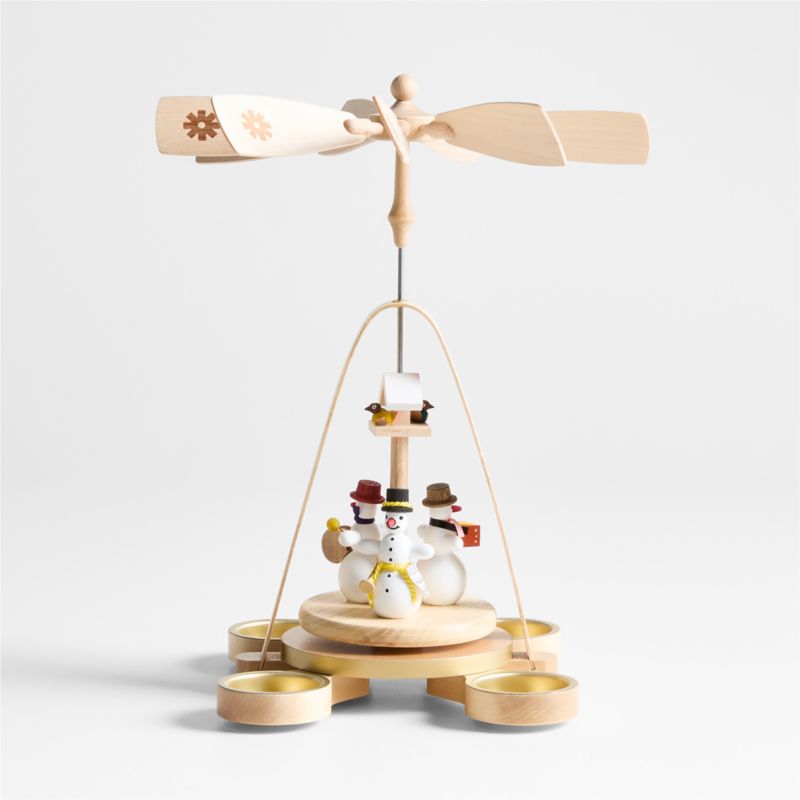 Musical Snowman Handmade German Tealight Candle Holder | Crate & Barrel