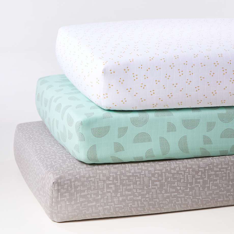 Organic Muslin Crib Fitted Sheets, Set of 3 | Crate & Kids