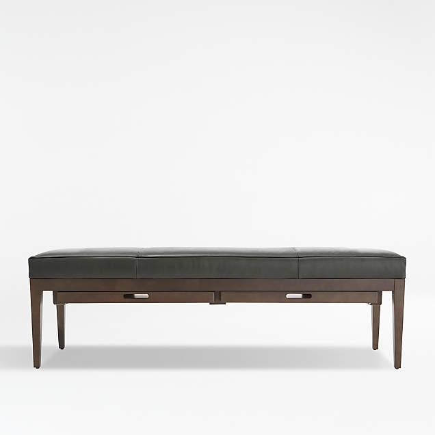 Nash Leather Small Bench with Slats + Reviews | Crate & Barrel