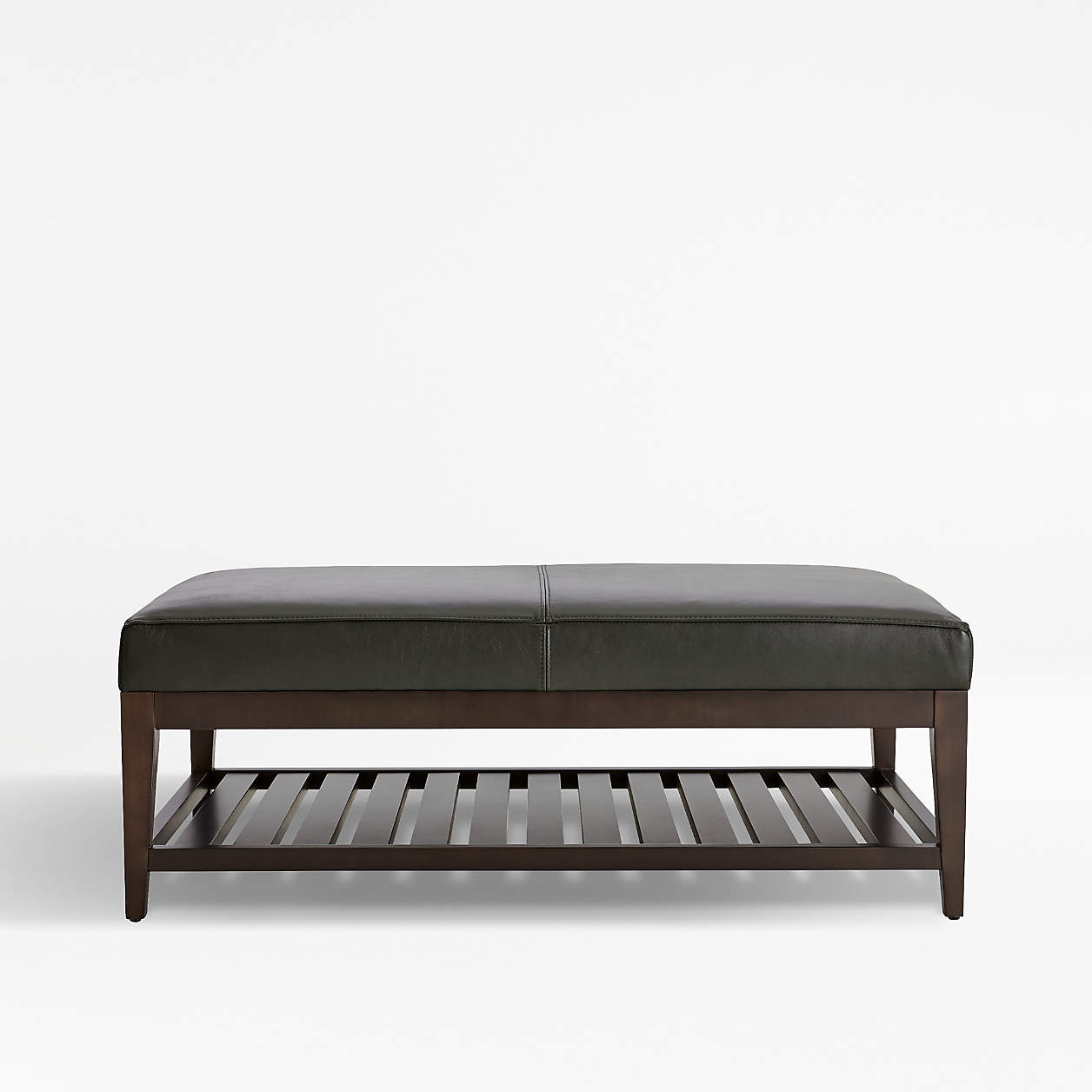 Nash Leather Rectangular Ottoman with Slats + Reviews | Crate & Barrel