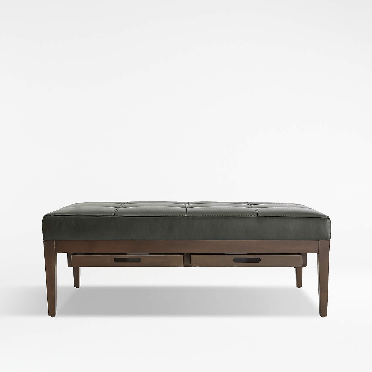 Nash Leather Tufted Rectangular Ottoman with Tray + Reviews | Crate ...