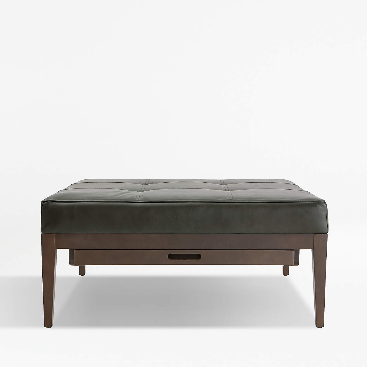 Nash Leather Tufted Square Ottoman with Tray + Reviews | Crate & Barrel ...