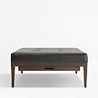 Nash Leather Tufted Square Ottoman with Tray | Crate & Barrel