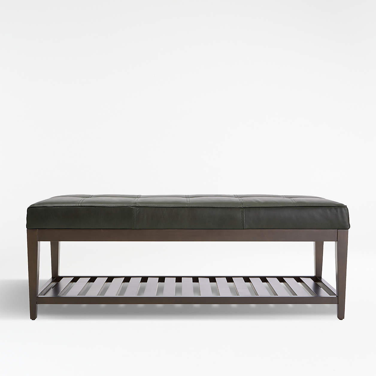 Nash Leather Small Tufted Bench with Slats + Reviews | Crate & Barrel