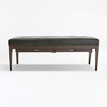 Nash Leather Small Tufted Bench with Tray + Reviews | Crate & Barrel