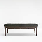 Nash Leather Small Tufted Bench with Tray + Reviews | Crate & Barrel