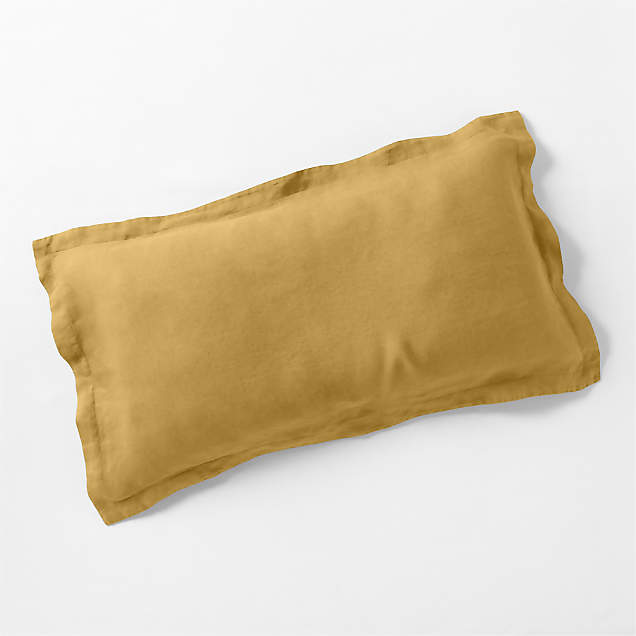 New Natural Hemp Savannah Yellow Euro Bed Pillow Sham | Crate & Barrel
