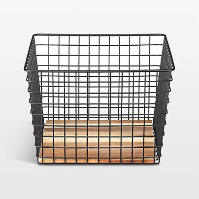 NeatMethod Small Black Metal Grid Storage Basket + Reviews | Crate & Barrel