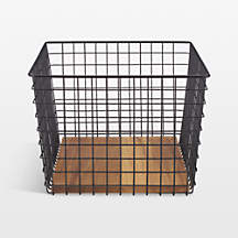 NeatMethod Medium Black Metal Grid Storage Basket | Crate & Barrel