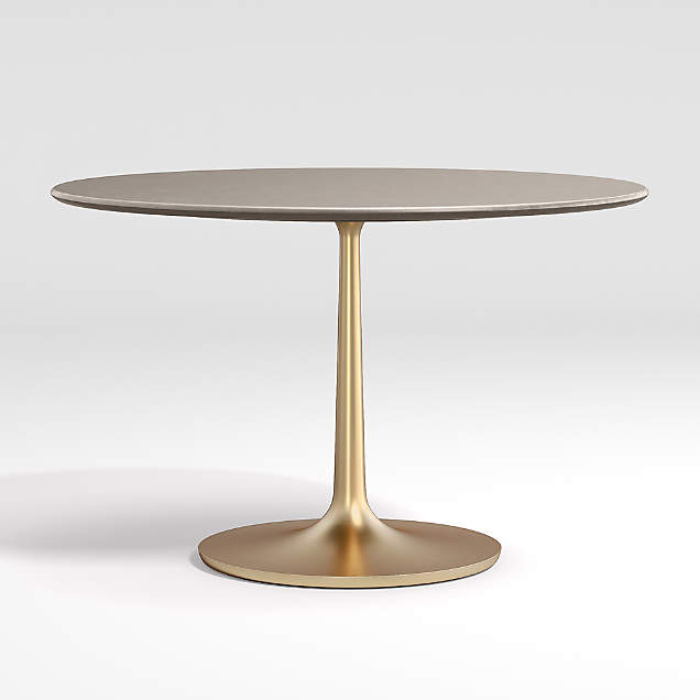 Nero Concrete Dining Table with Brass Base | Crate & Barrel