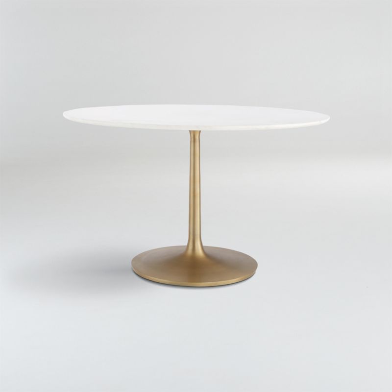 Nero 48" White Marble Dining Table with Brass Base + Reviews | Crate ...